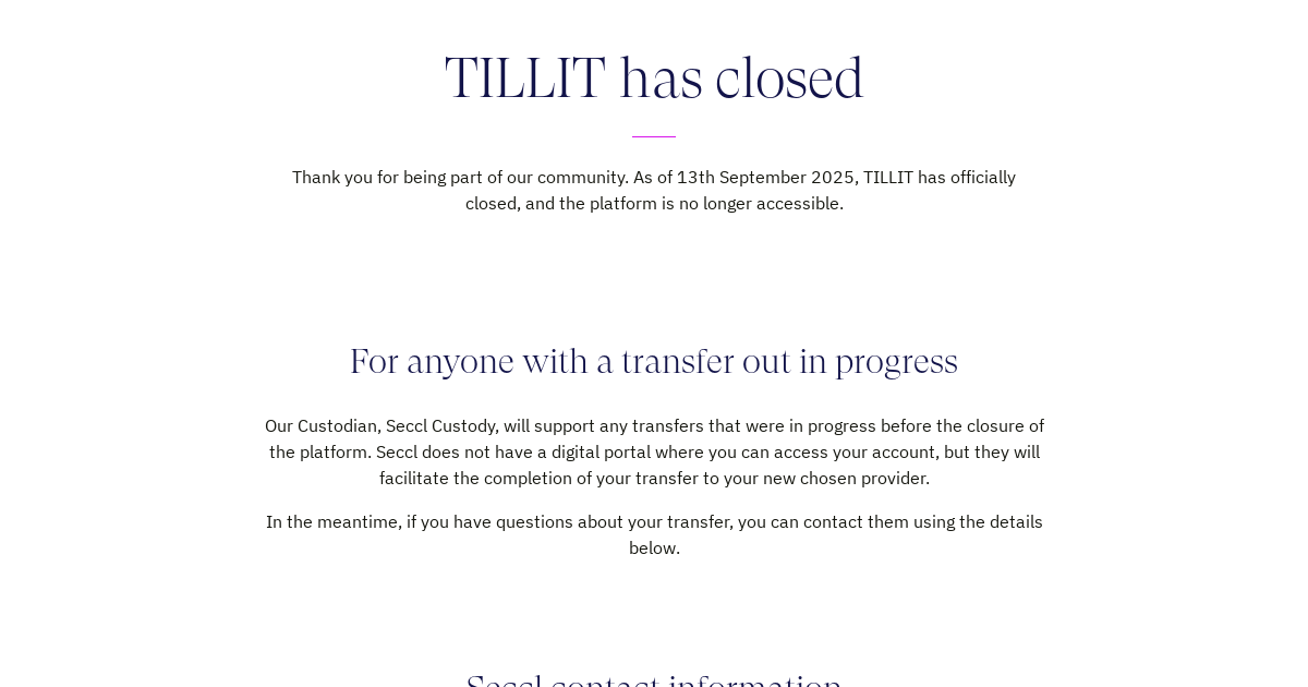TILLIT has closed